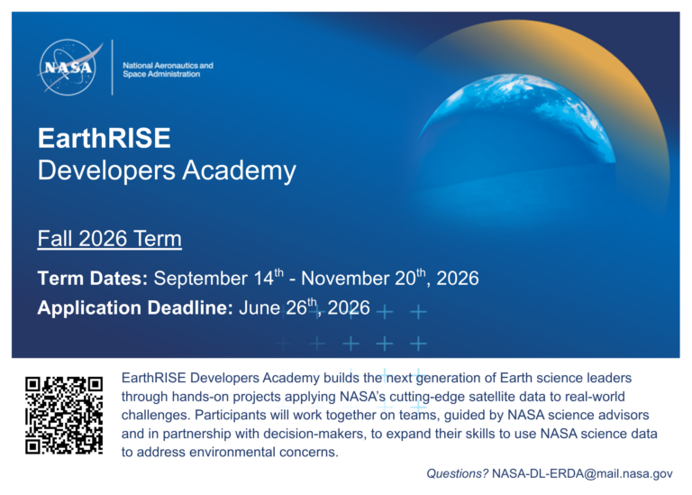 NASA EarthRISE Developers Academy Fall 2026 Paid Research Opportunities ...